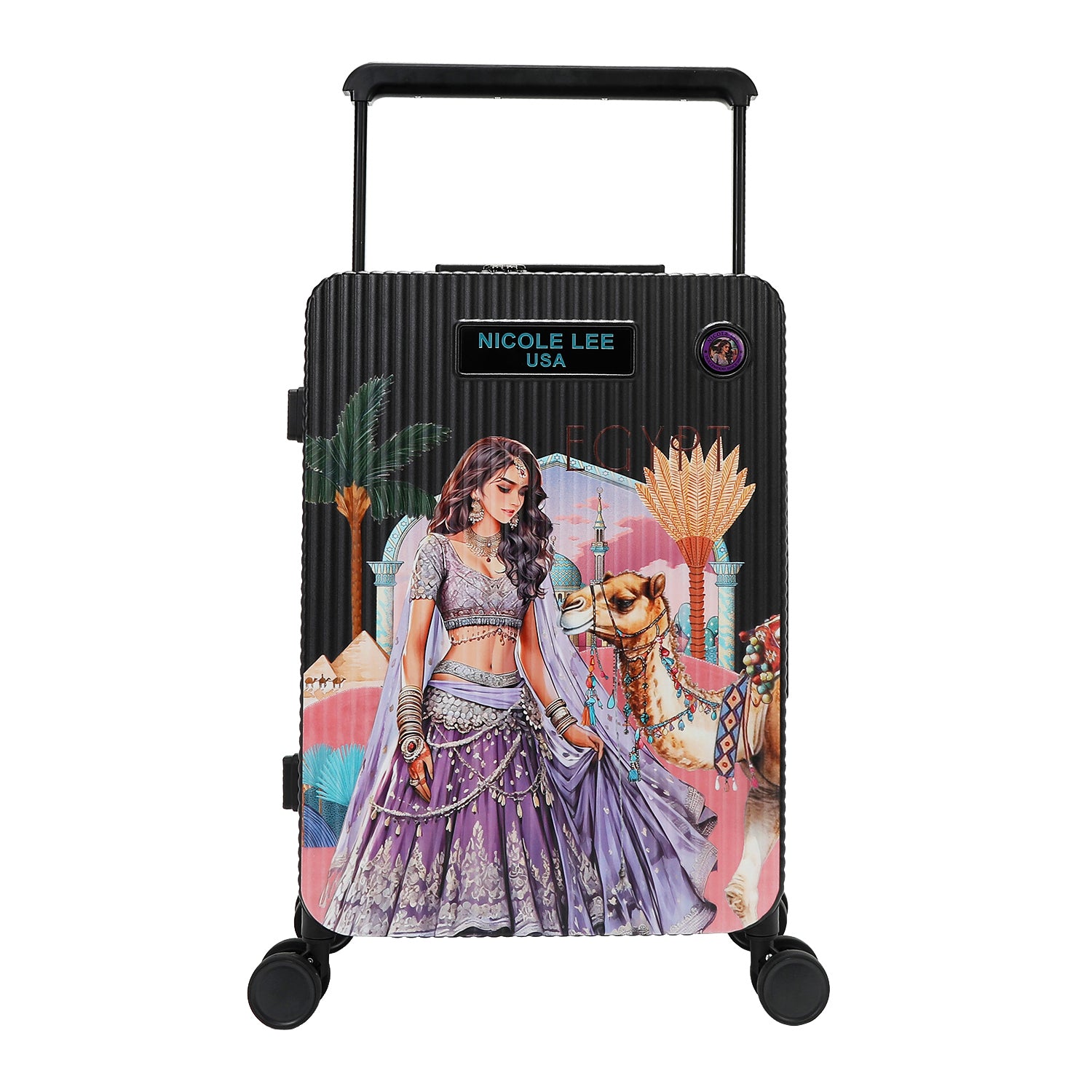 Hardside Carry-On Spinner 20" Suitcase with Ribbed Texture, Wide Handle ...
